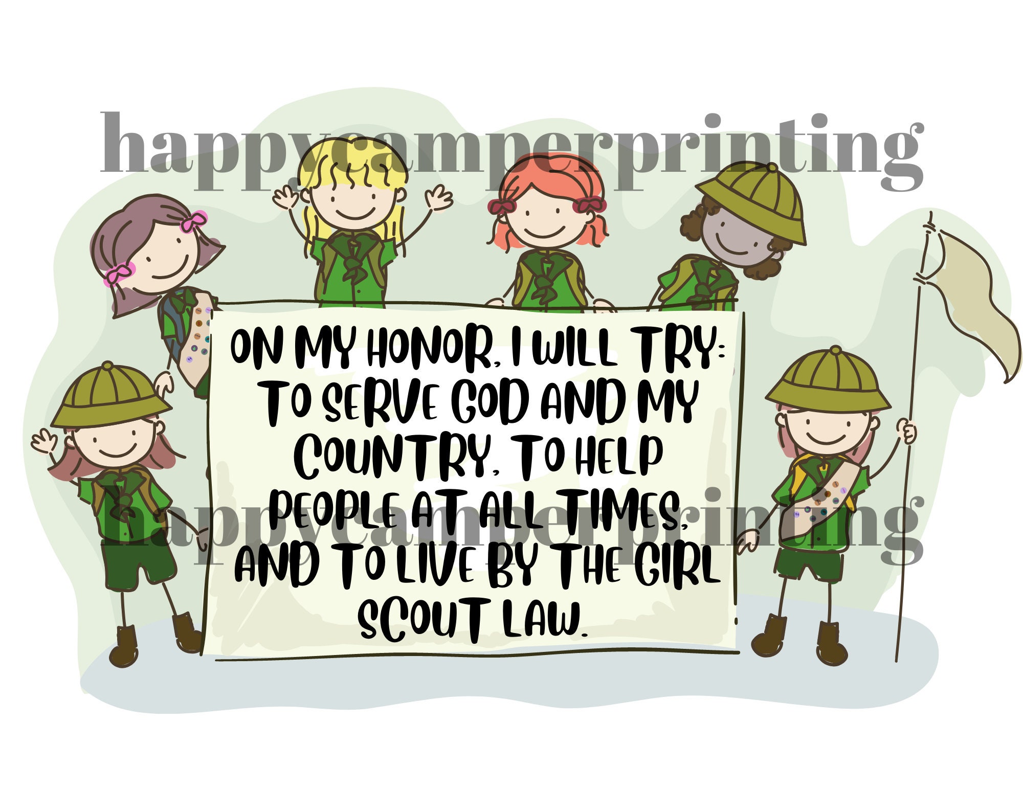 Girl Scout Promise Flyer, Girl Scout Printable, Girl Scout Instant ...