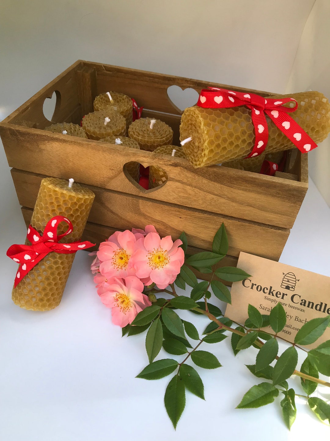 Rustic Box of a Dozen Pure Hand Rolled Beeswax Candles. Perfect Gift ...