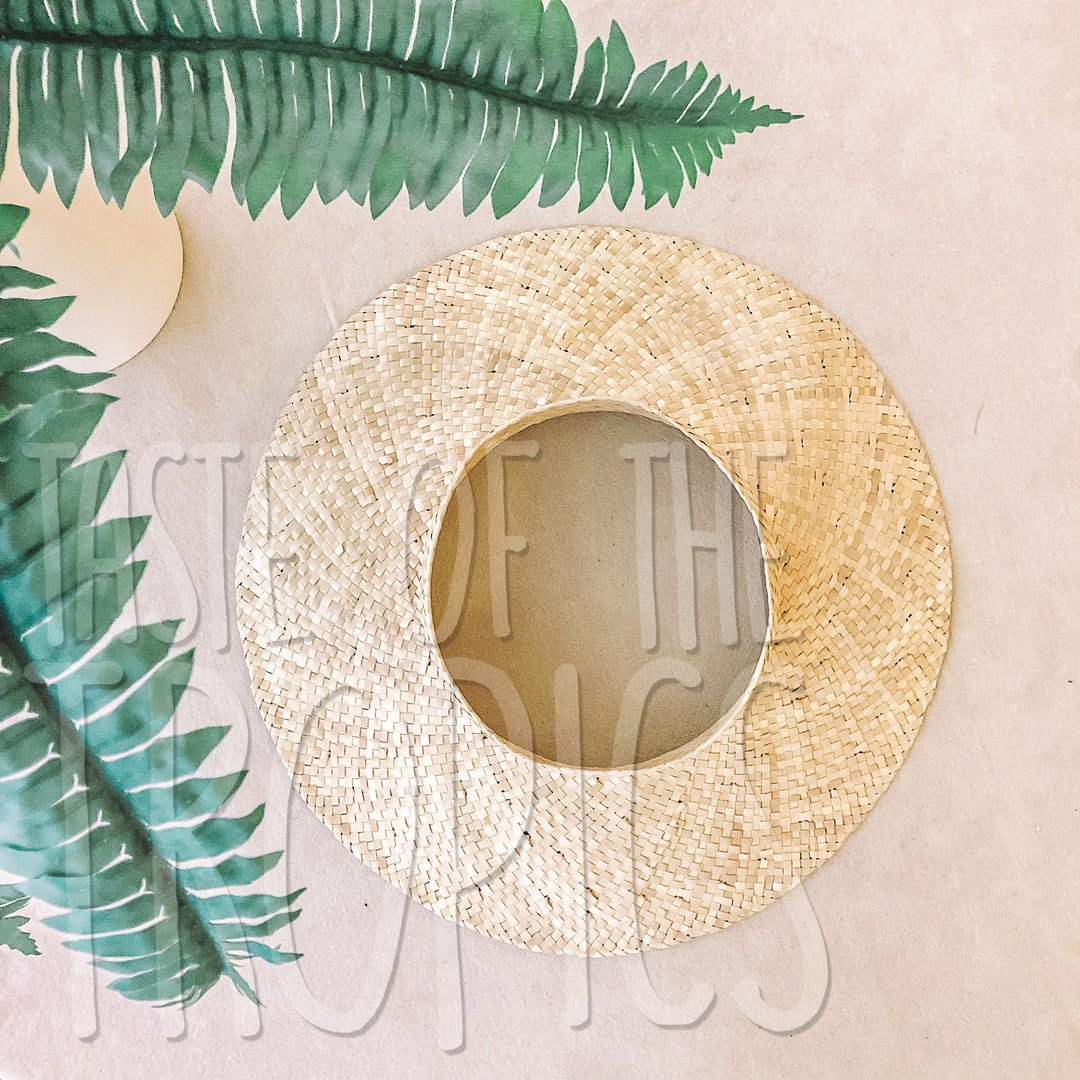 Natural White Straw Hat // “hawaiian” Style Crownless Sun Hat // Woven ...
