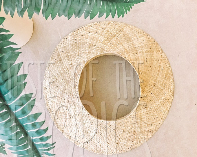 Natural White Straw Hat // hawaiian Style Crownless Sun Hat // Woven ...