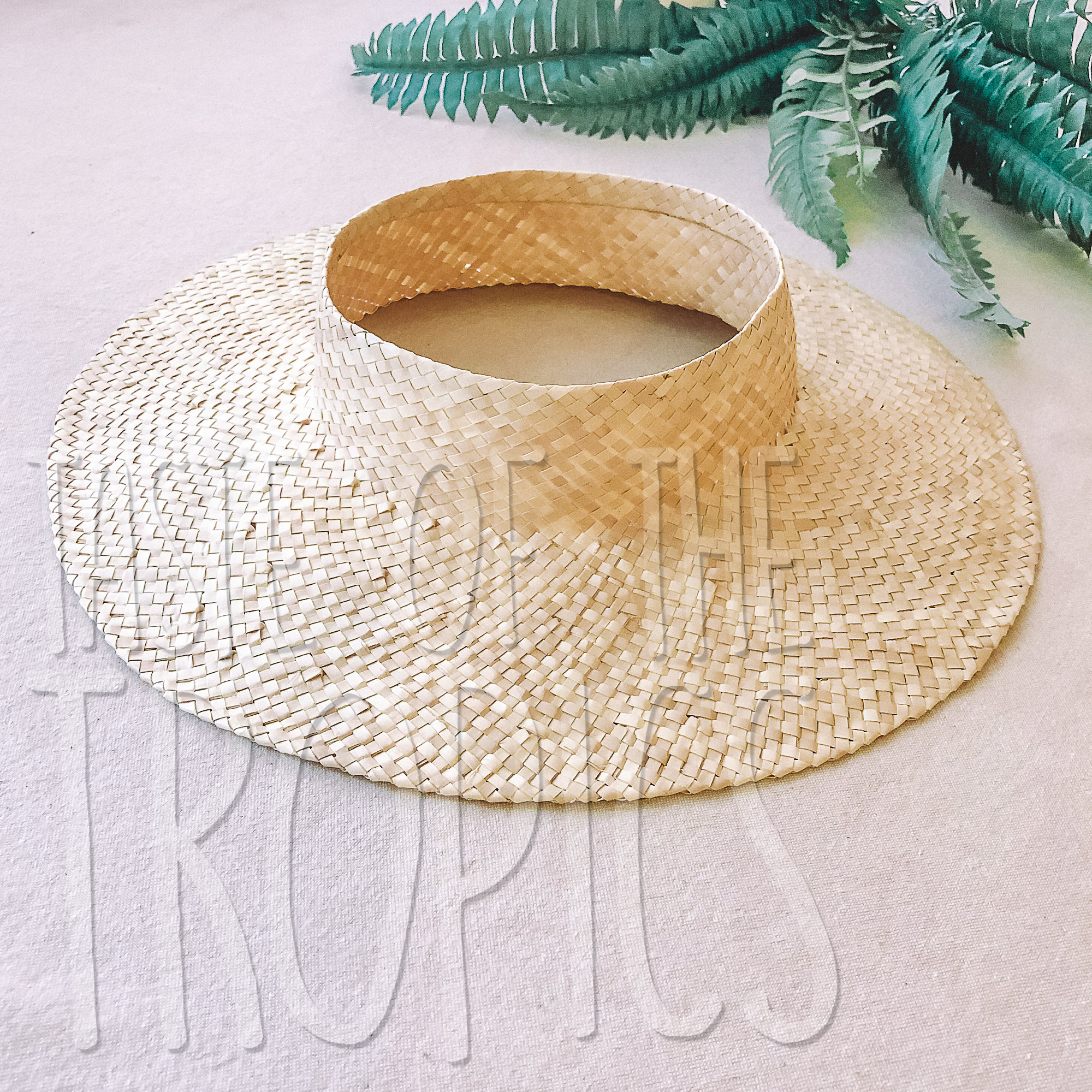 Natural White Straw Hat // hawaiian Style Crownless Sun Hat - Etsy