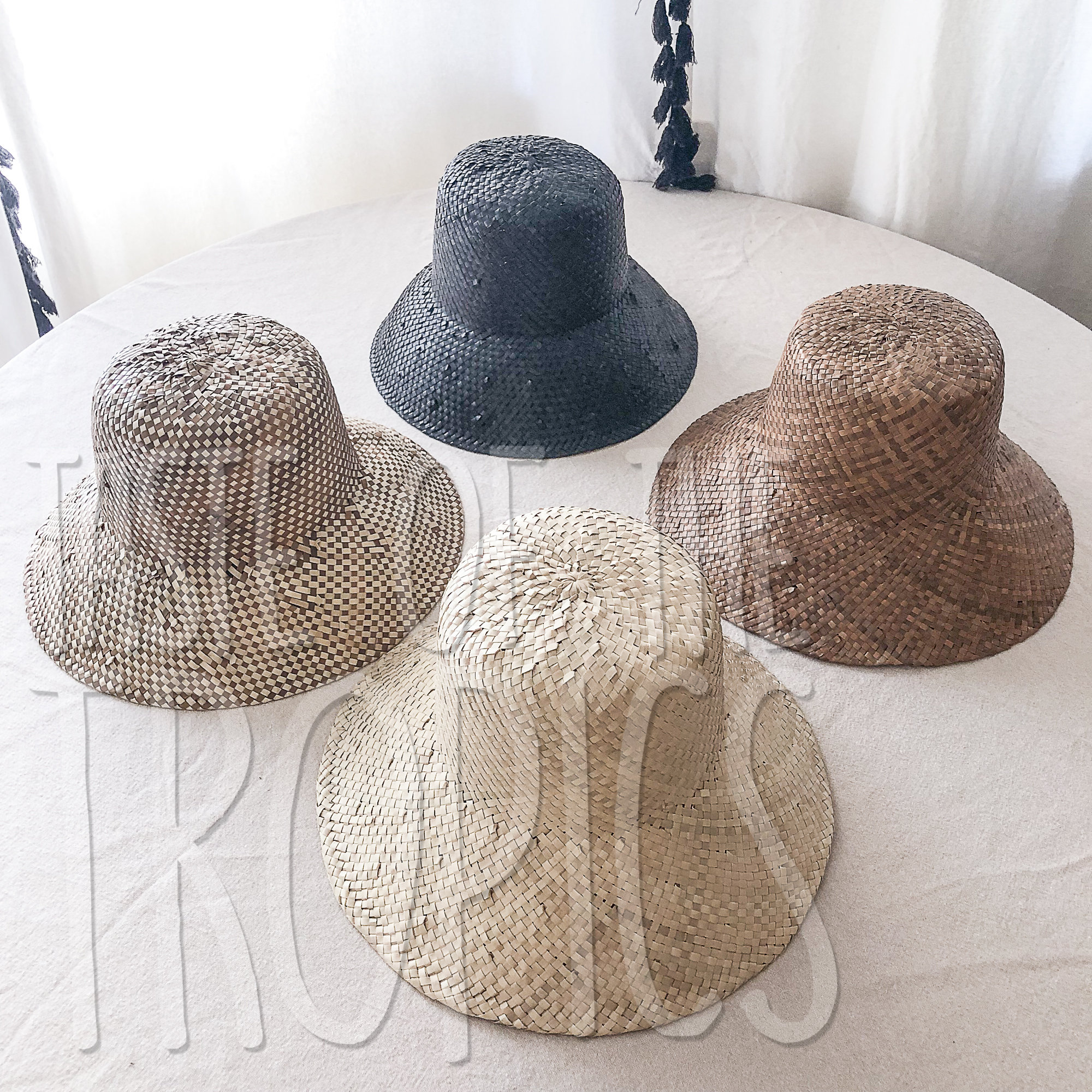 Palm Leaf Bucket Hat // Straw Bucket Hat // Papale // Sun Hat - Etsy
