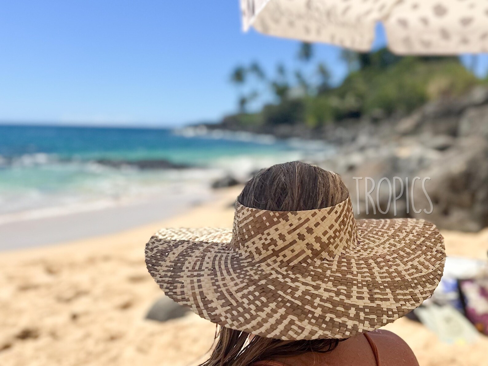Brown & White “hawaiian” Style Lauhala Hat // Crownless Hat // Woven ...