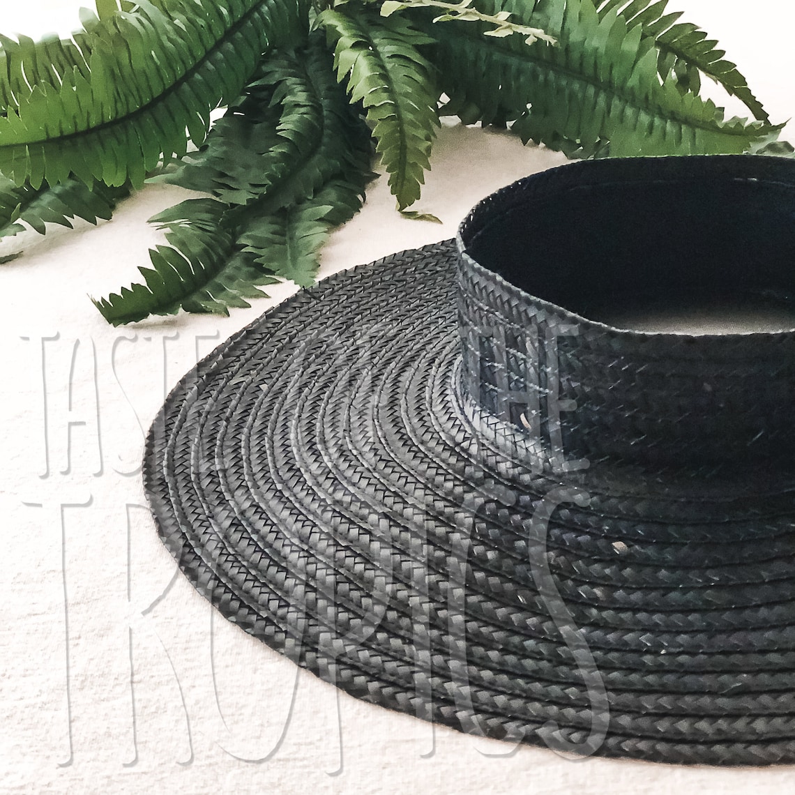Black cabo Style Crownless Hat // Wide Brim Beach Hat | Etsy