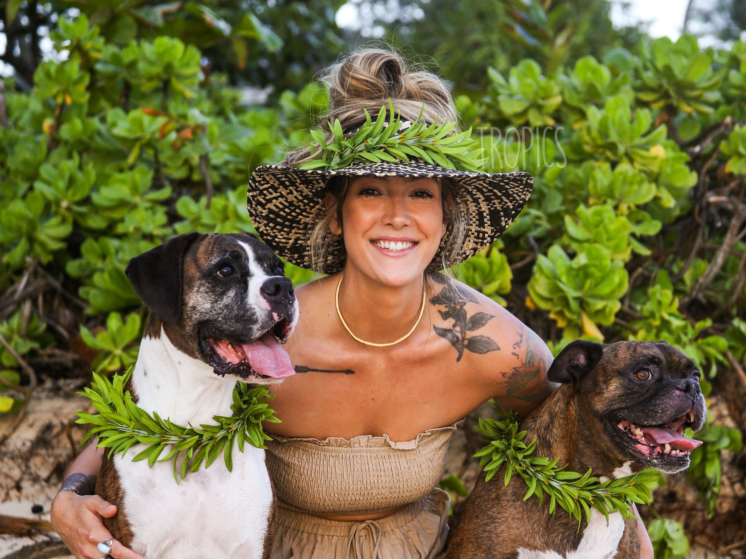 Two-tone Black & White “hawaiian” Style Lauhala Hat // Crownless Hat ...
