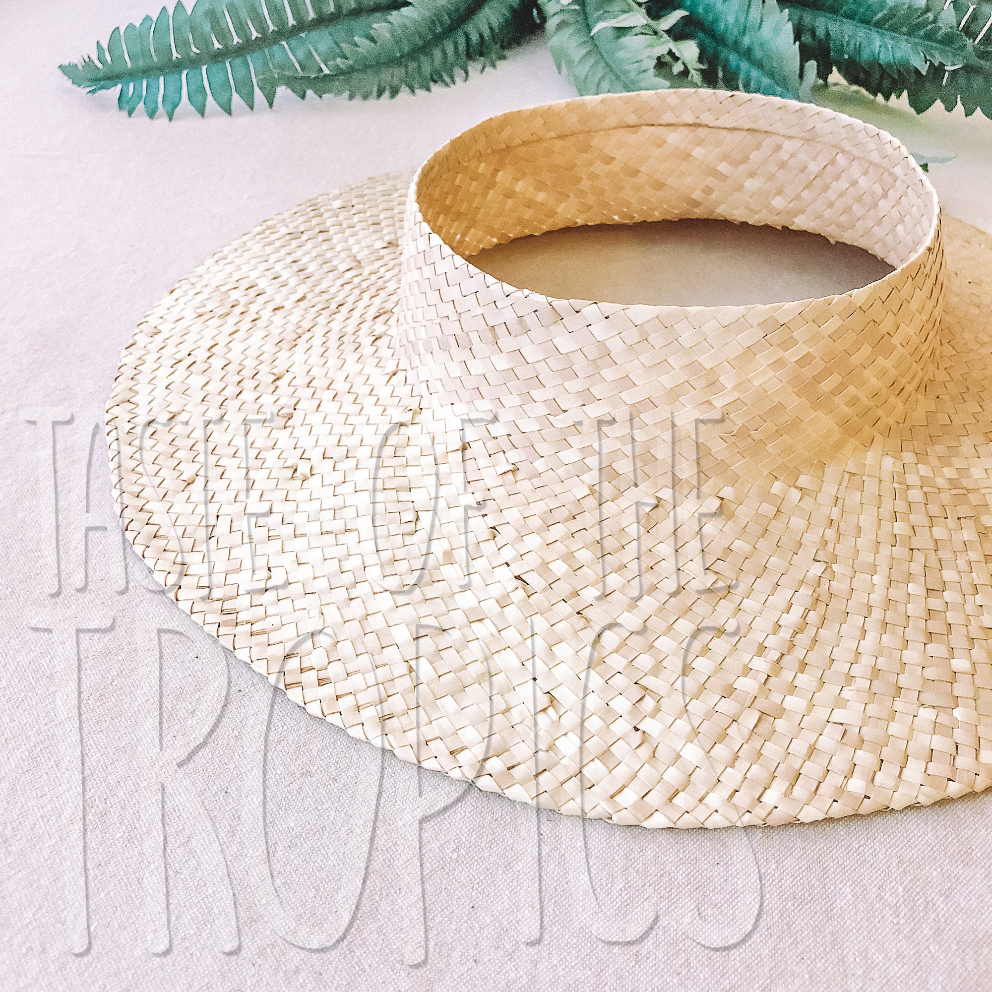 Natural White Straw Hat // hawaiian Style Crownless Sun Hat - Etsy