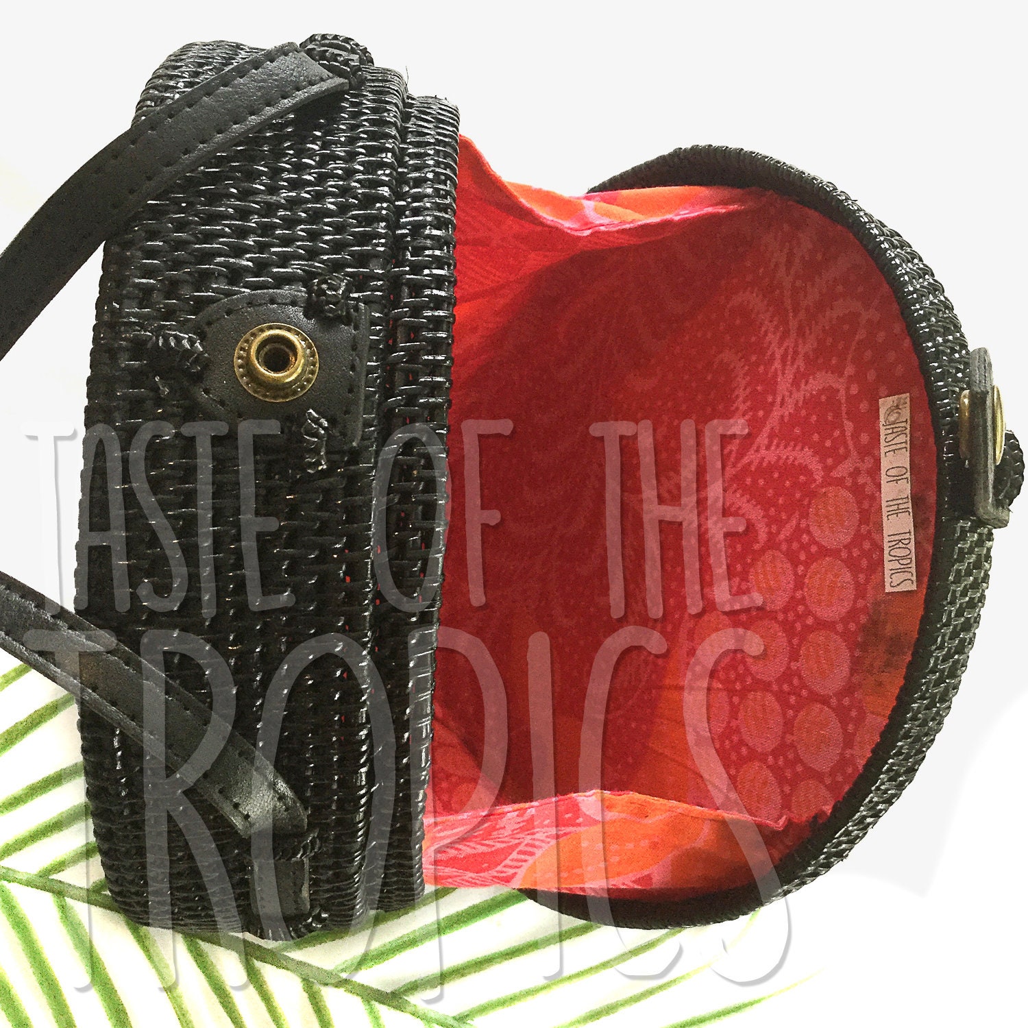 Round Black Rattan Bag // Round Rattan Bali Ata Purse // Black - Etsy