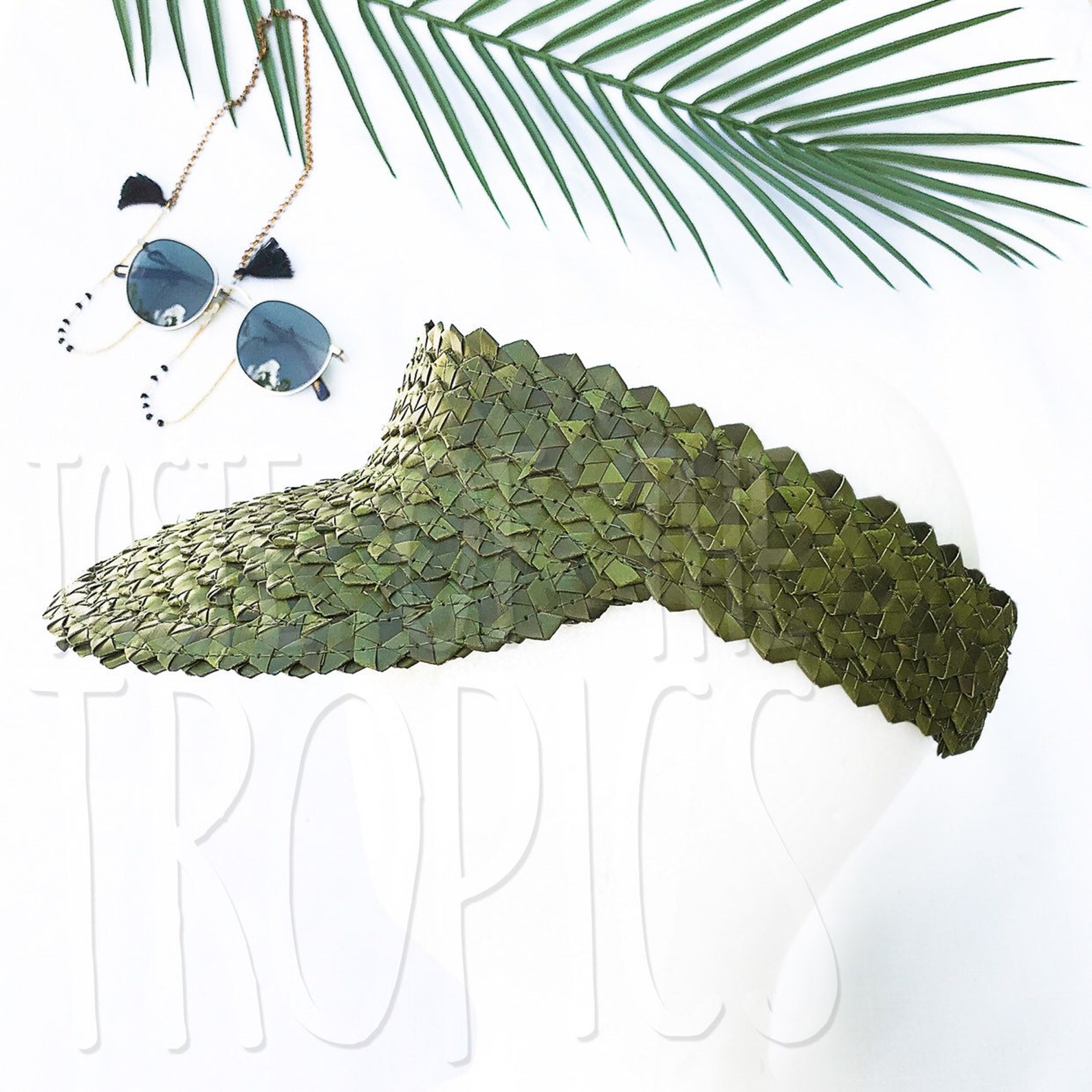 Green Coconut Palm Sun Hat // Woven Palm Leaf Hat // Woven - Etsy