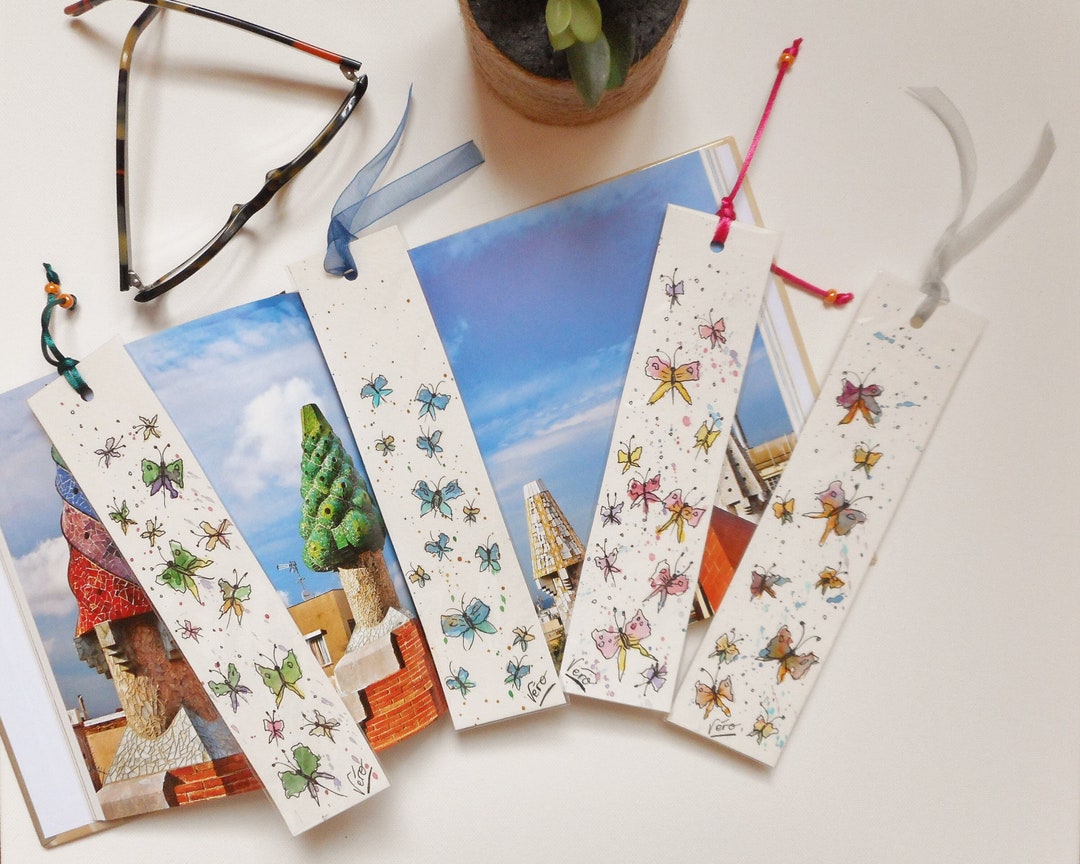 Colored Butterflies Bookmark in Original Watercolor and Laminated or ...