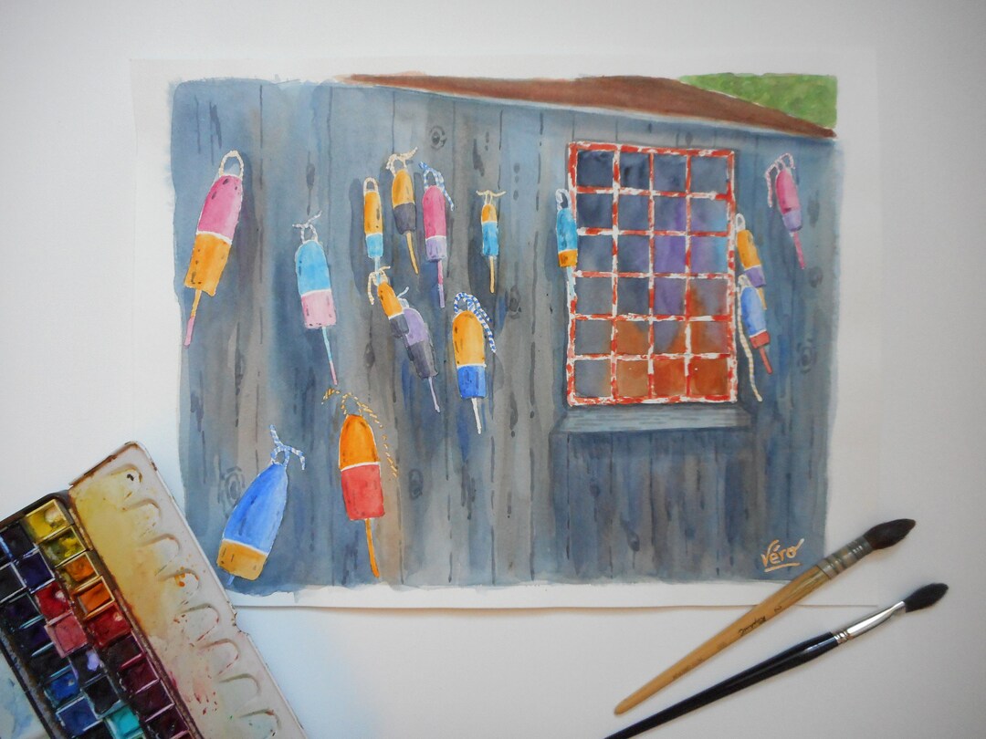 Marine Watercolor of Fishing Plugs or Painting of a Maritime Landscape ...