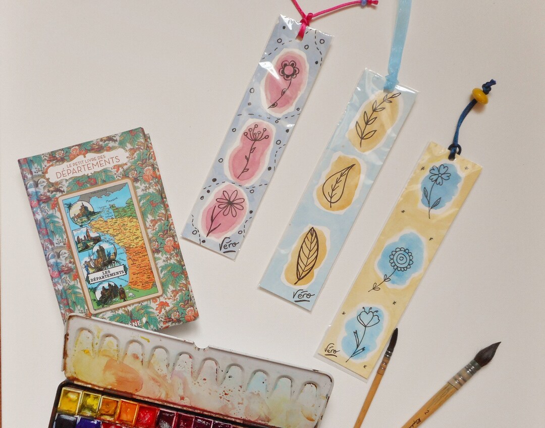 Laminated Watercolor Flowers and Plants Bookmark or Reader Gift or ...