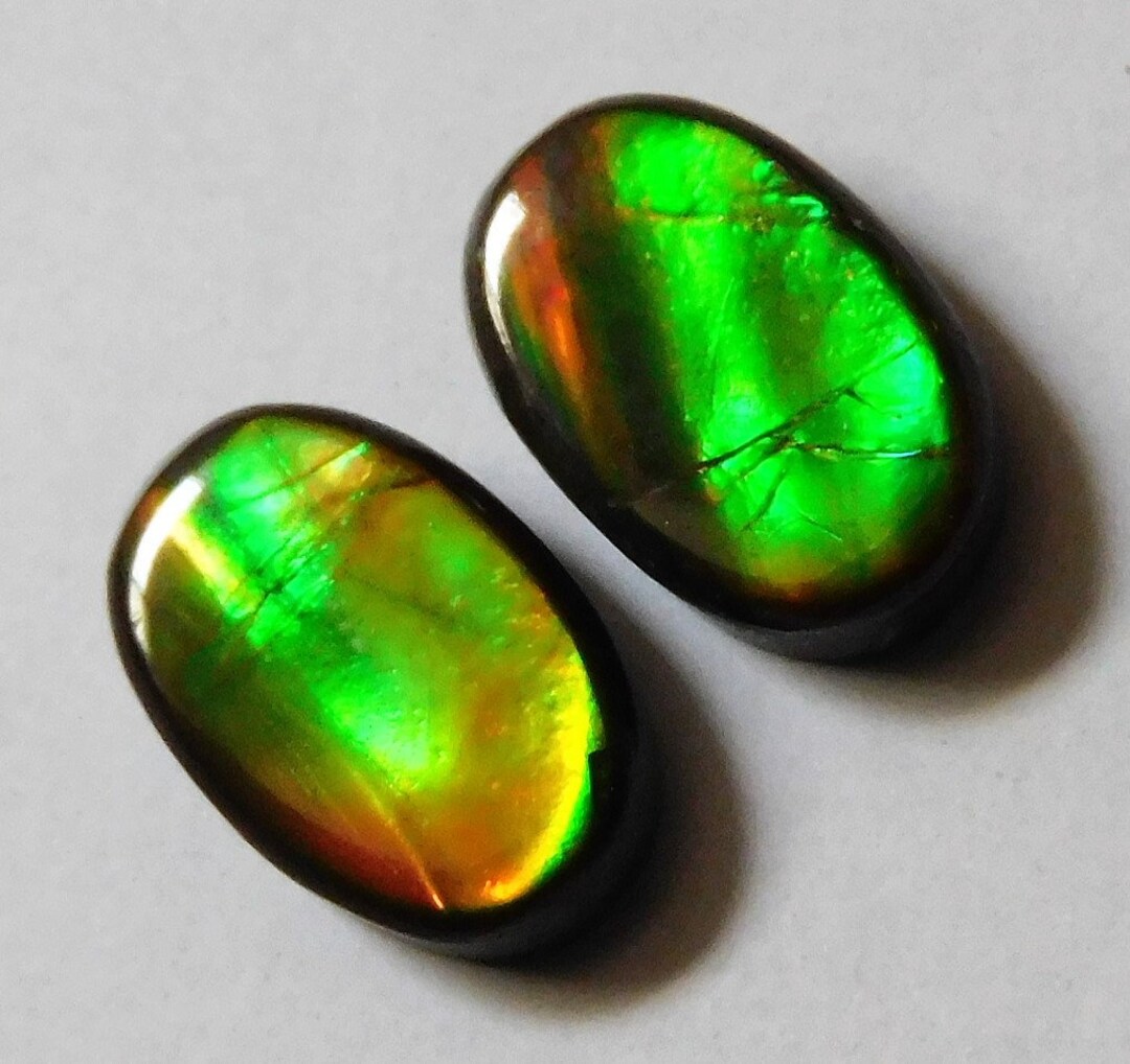 3.75 Cts Natural Polished Ammolite 9.8mm X 6.4mm Each Loose Cabochon ...