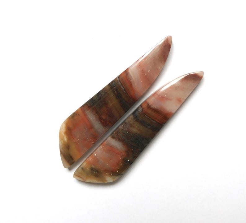 60.70 Cts Natural Jasper Match Pair Gemstone 57.5X12.8MM YC18 - Etsy