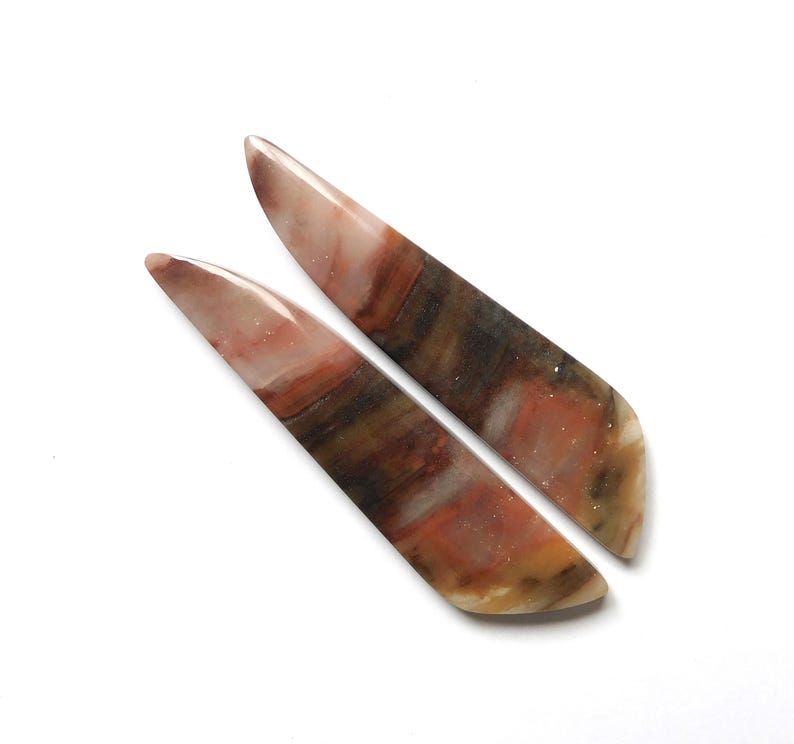 60.70 Cts Natural Jasper Match Pair Gemstone 57.5X12.8MM YC18 - Etsy