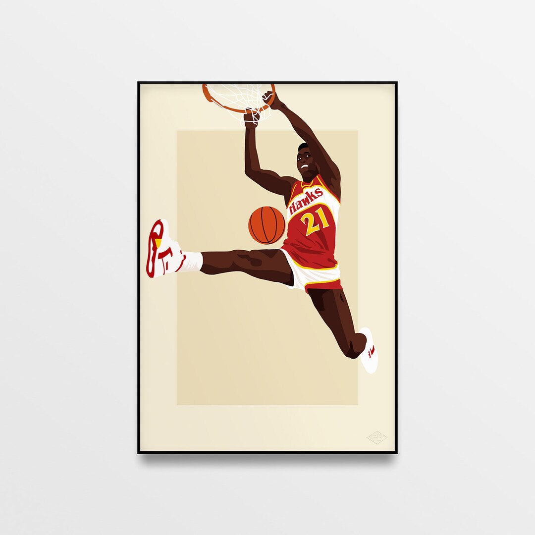 Dominique Wilkins Poster Poster, Illustration, Art Print Premiere Base ...