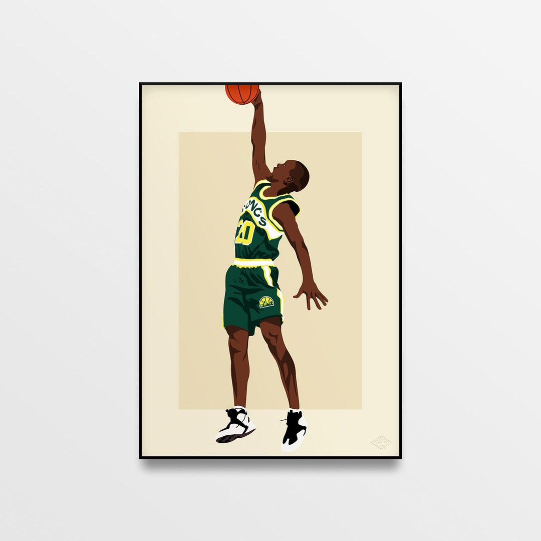 Gary Payton Poster Poster, Illustration, Art Print Premiere Base - Etsy