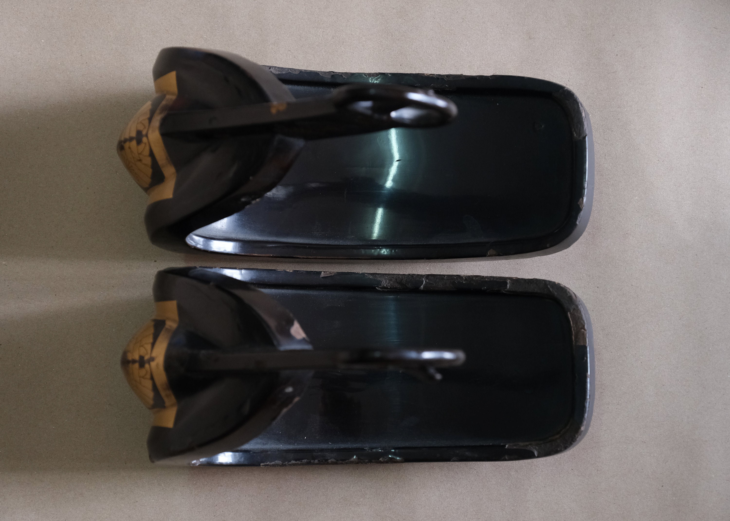 Antique Japanese Black and Gold Swan-shaped Samurai Stirrups Inlaid ...