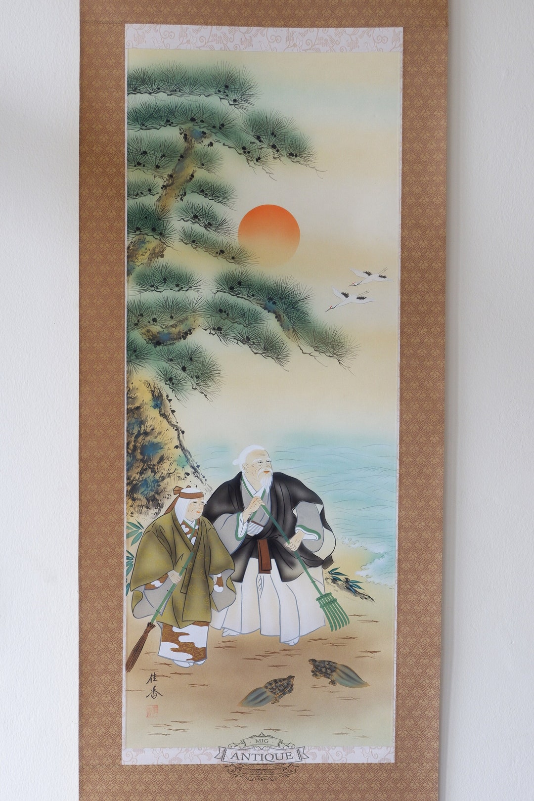 Traditional Blessings: Vintage Japanese Scroll - Uba and Okina With ...