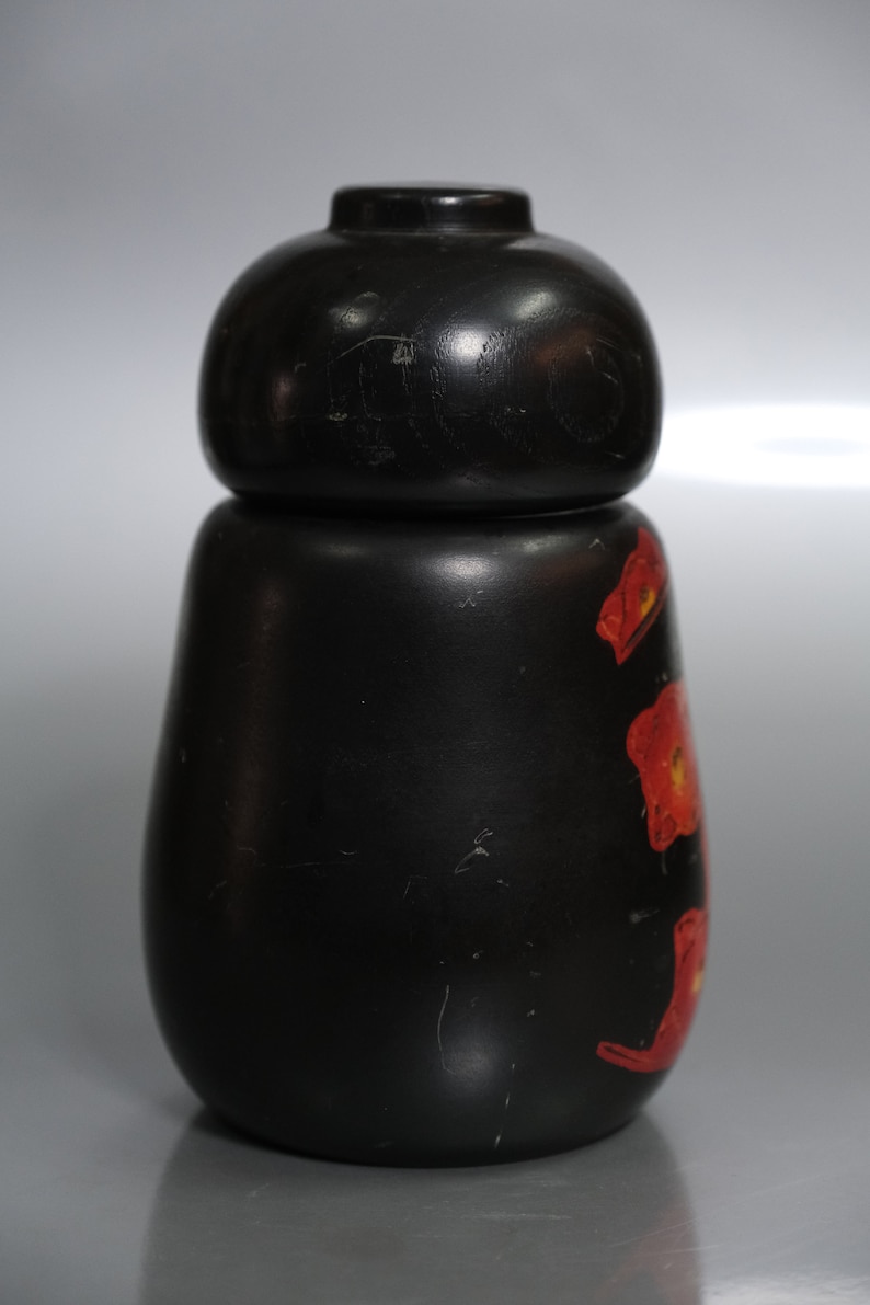 Vintage Sekiguchi Toa Kokeshi Doll With Black Kimono and Plum - Etsy