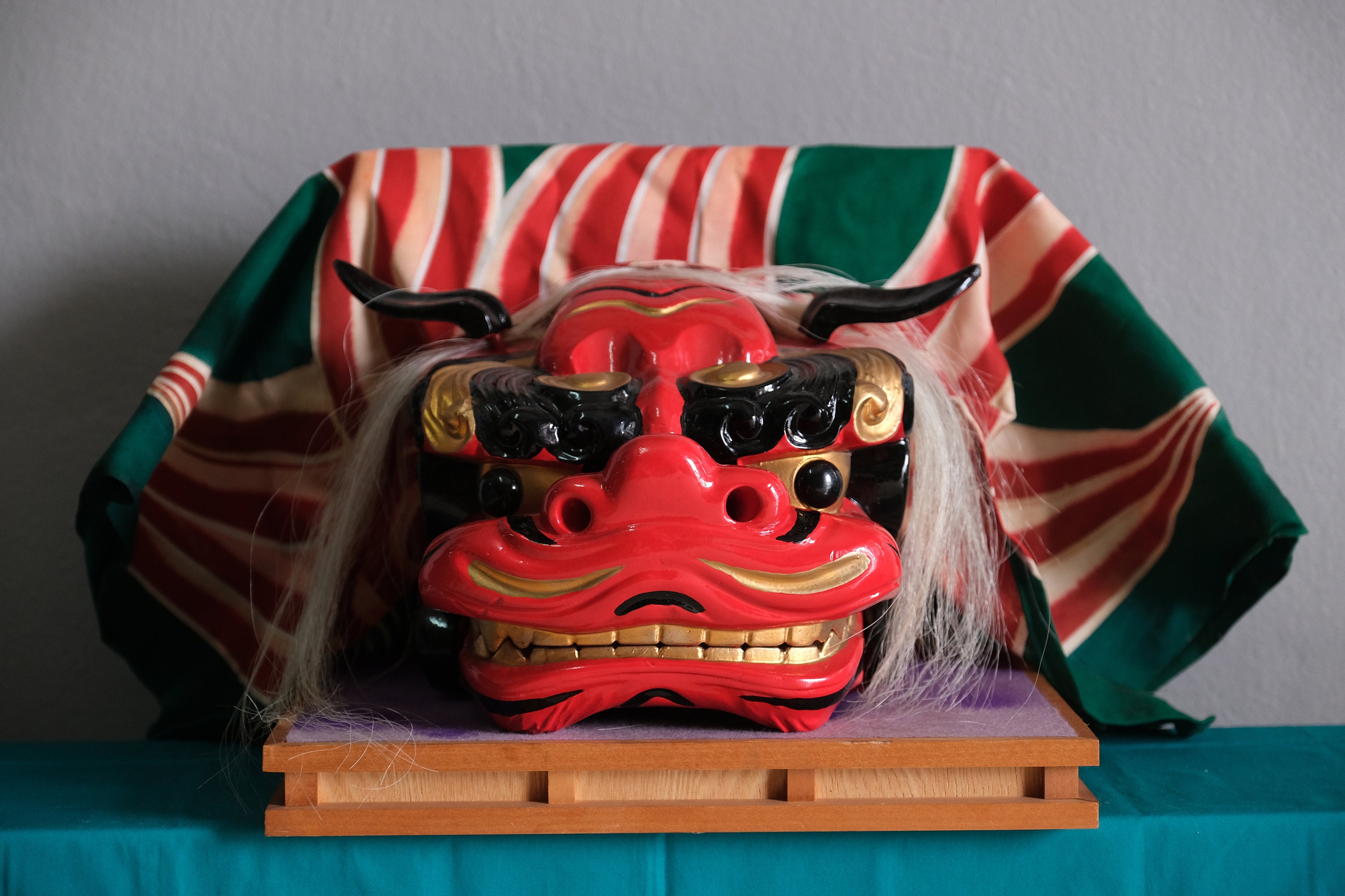 Vintage Japanese Shishimai Lion Dance Mask - Authentic Woodcarving With ...