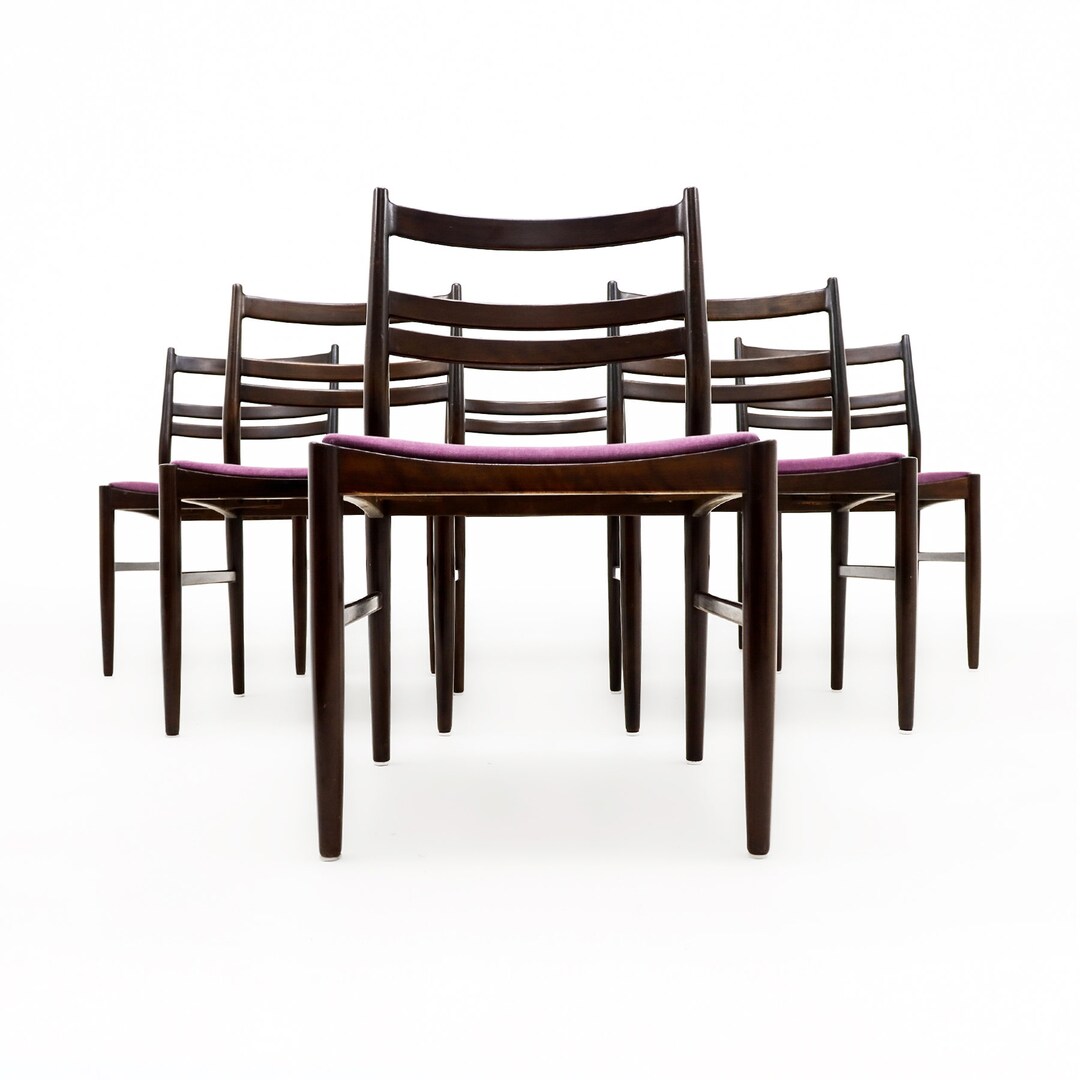 A Set of 6 Niels Otto Moller Style Dining Chairs in Dark Stained Beech ...