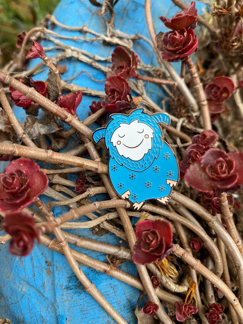 Bigfoot enamel pin Cute yeti lapel pin badge Winter | Etsy