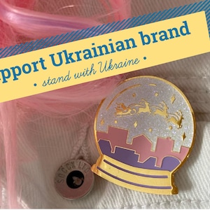 Snow Globe Enamel Pin, Christmas Gold Brooch, Winter Magic Lapel Pin ...