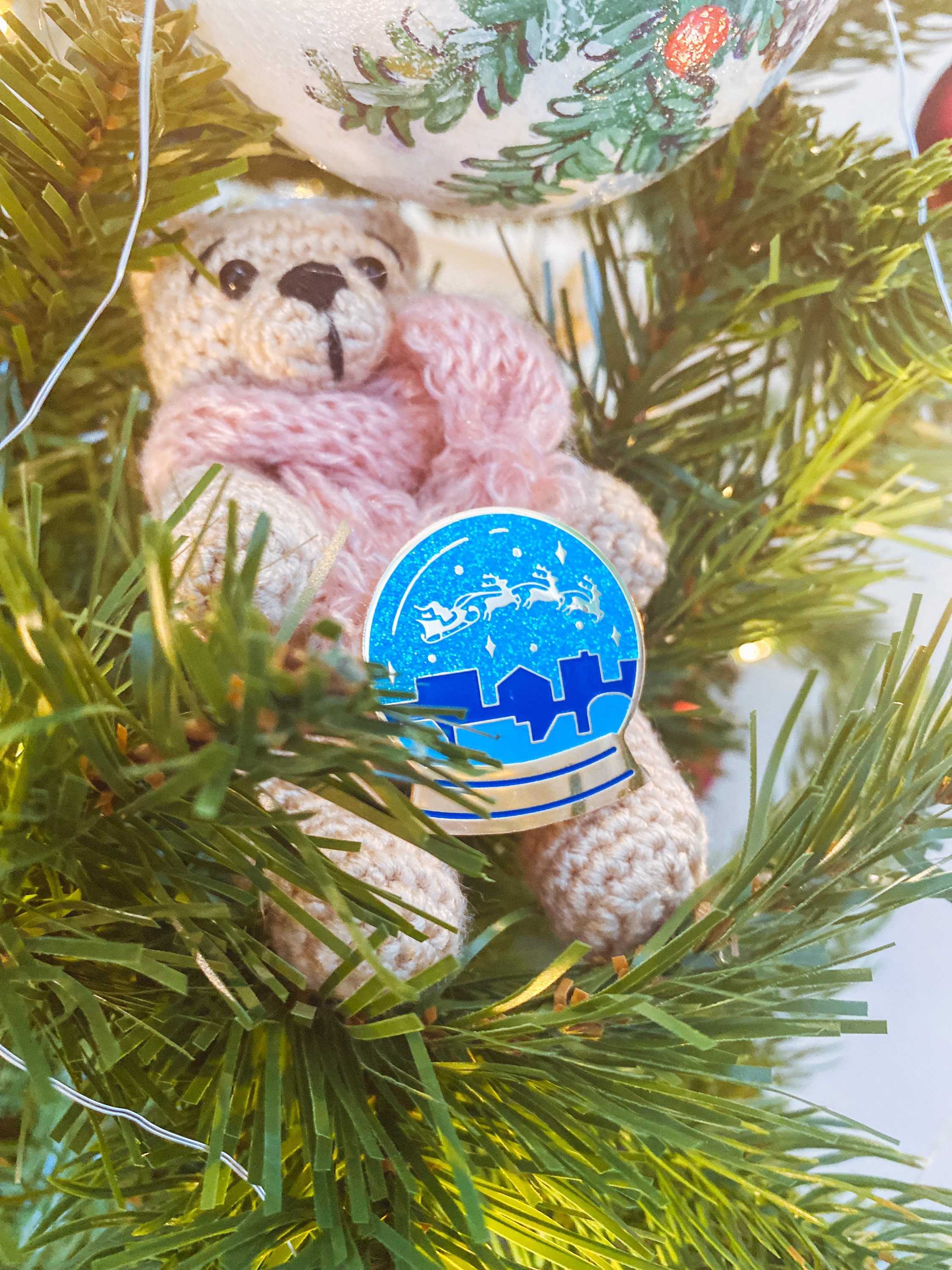 Snow Globe Enamel Pin Christmas Gold Festive Brooch Winter | Etsy