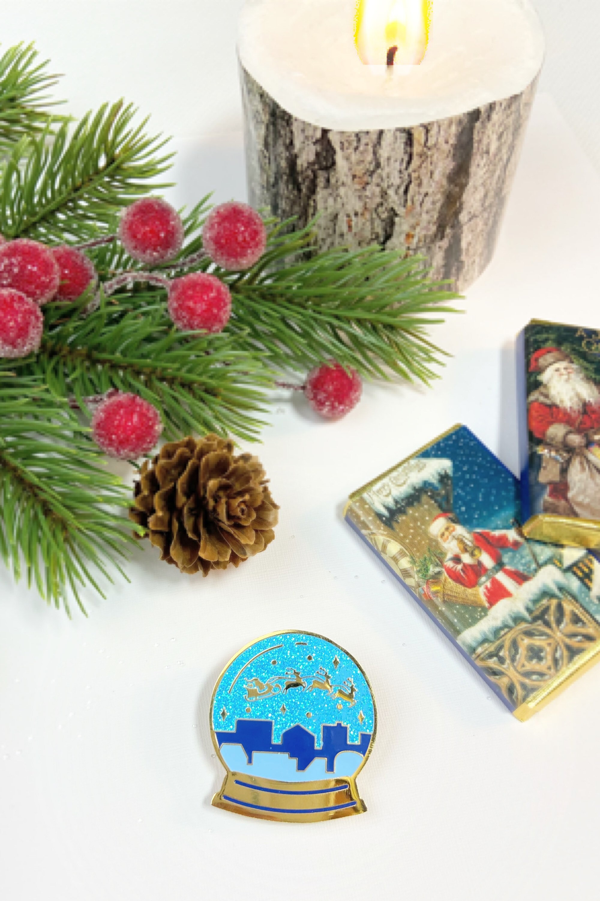 Snow Globe Enamel Pin Christmas Gold Festive Brooch Winter | Etsy