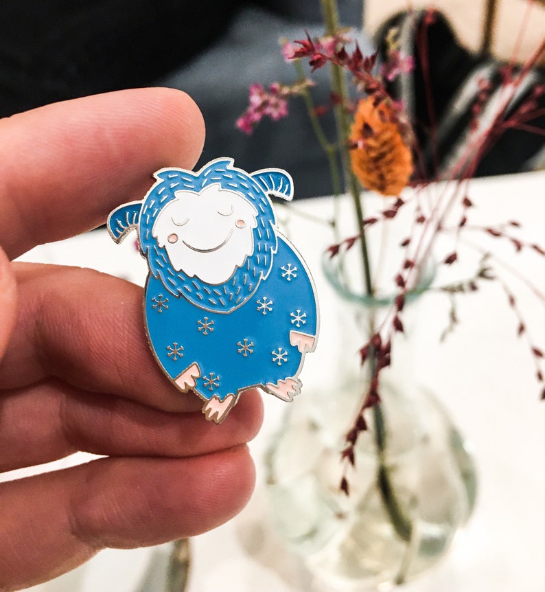 Bigfoot enamel pin Cute yeti lapel pin badge Winter | Etsy