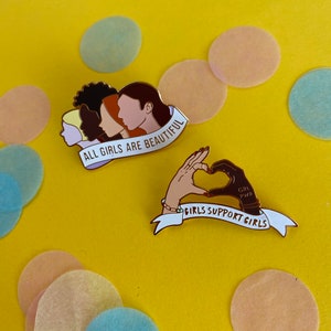 Girls Support Girls Enamel Pin, Feminist Enamel Pins, International ...