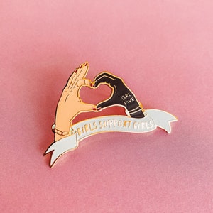 Girls Support Girls Enamel Pin, Feminist Enamel Pins, International ...