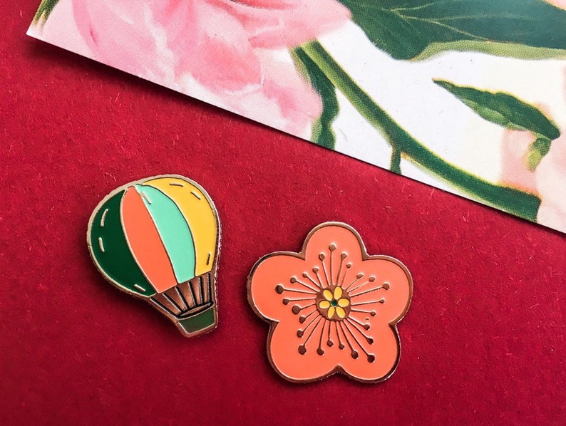 Collar Enamel Pins Set Hot-air Balloon Lapel Pin Flower - Etsy