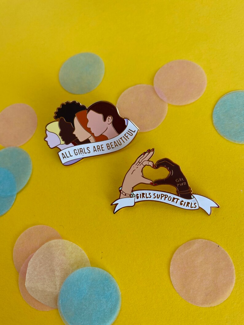 All Girls Are Beautiful, Body Positivity, Feminist Enamel Pin, Gift for ...