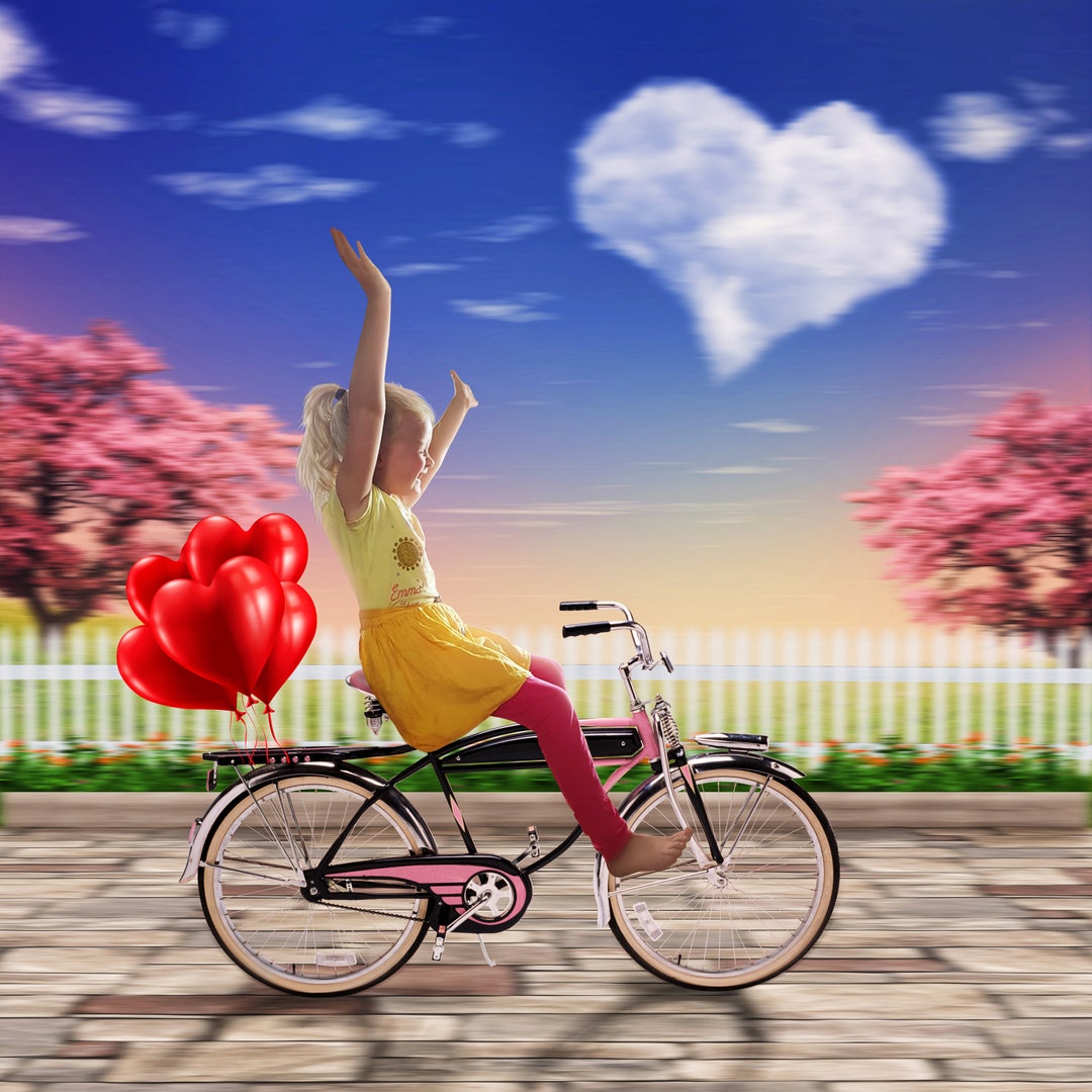 Valentines Bike Ride Digital Backdrop Background - Etsy