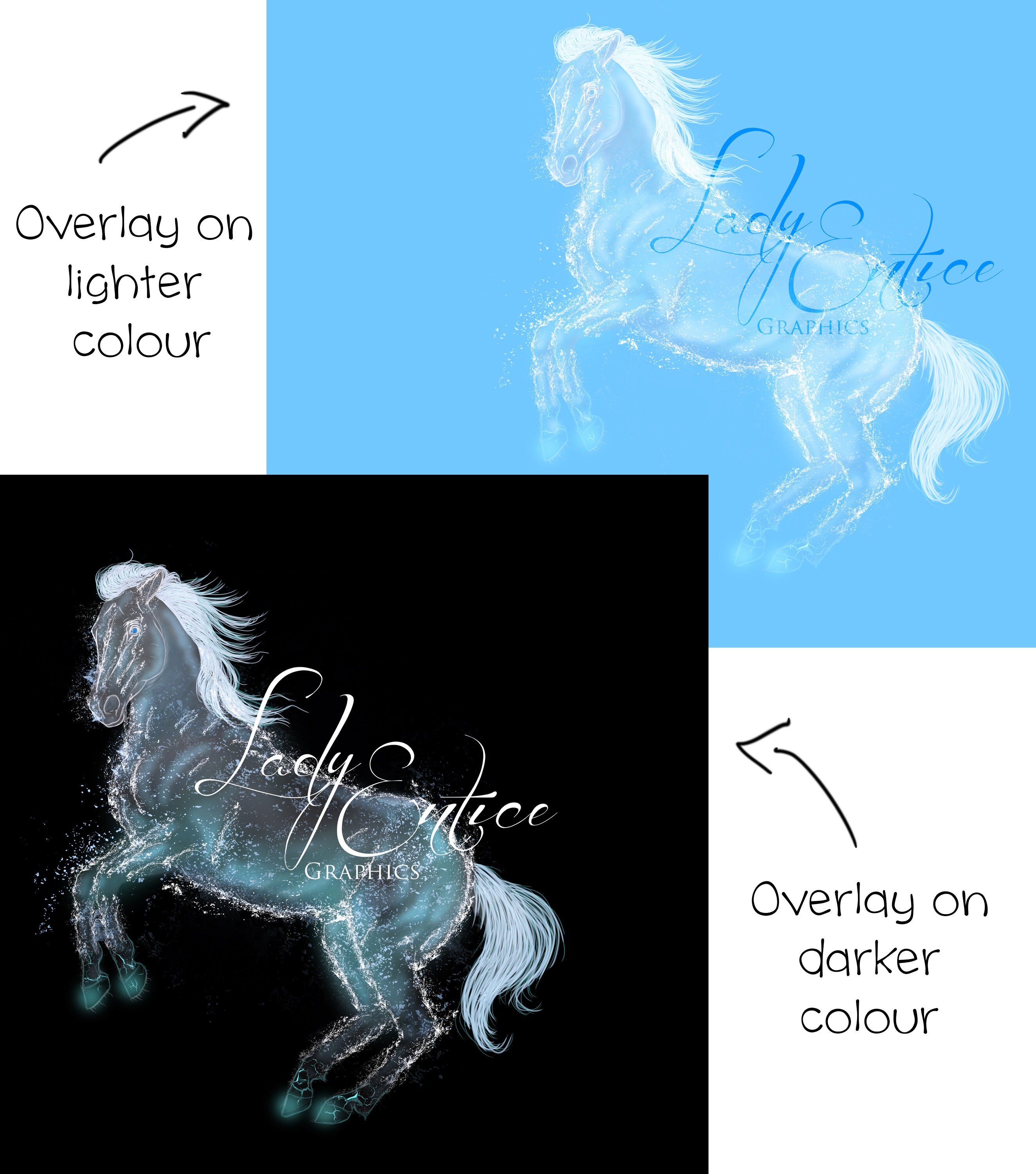 Ice Frost Inspired Ice Horse Overlay PNG | Etsy