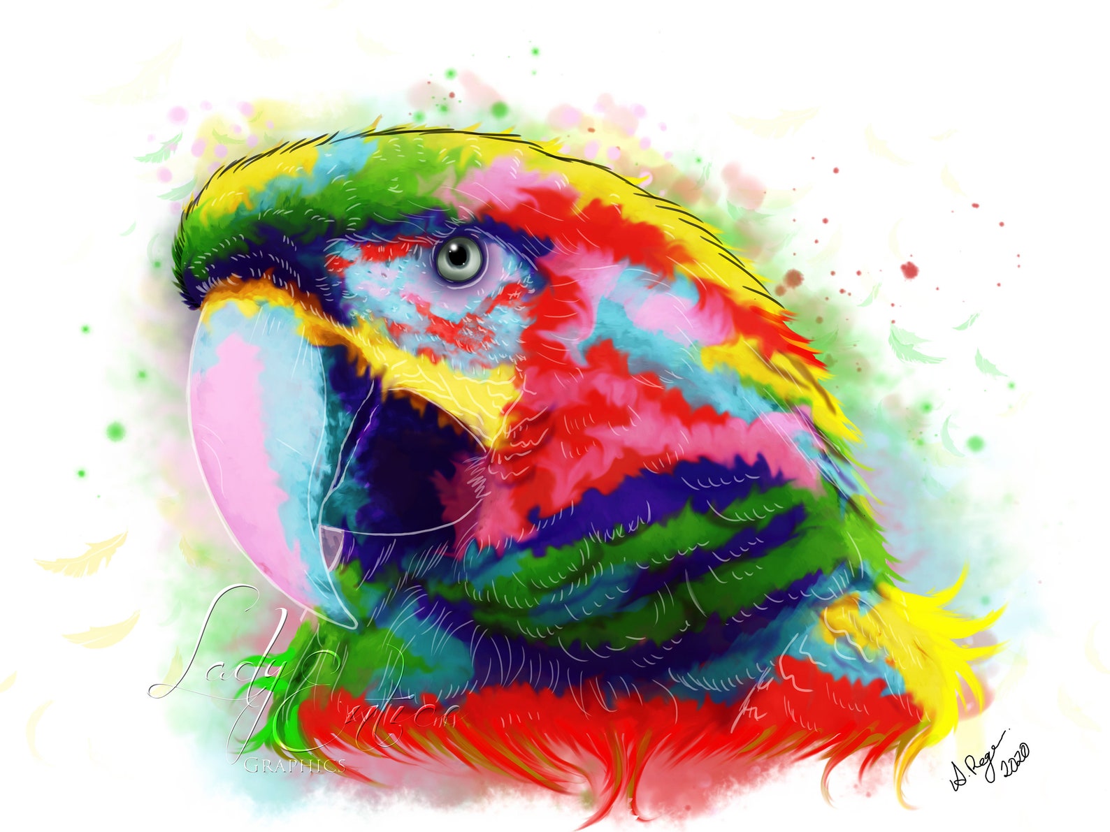 Rainbow Pet Portrait Digital Painting Digital Print Pet Memorial ...