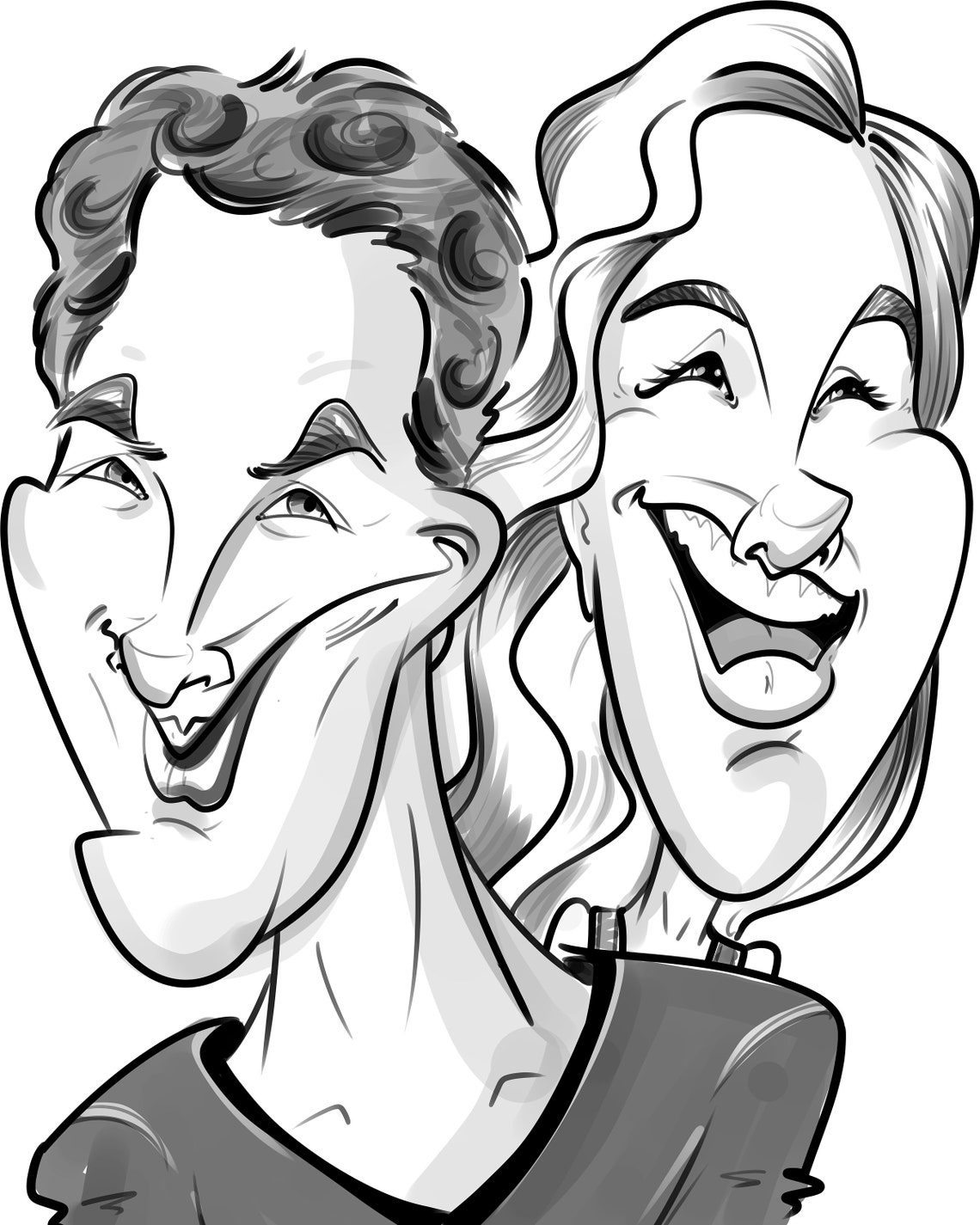 Caricature Portrait Digital Caricature Drawing Exaggerated | Etsy