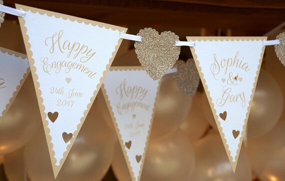 Handmade engagement bunting Personalised raspberry engagement banner ...
