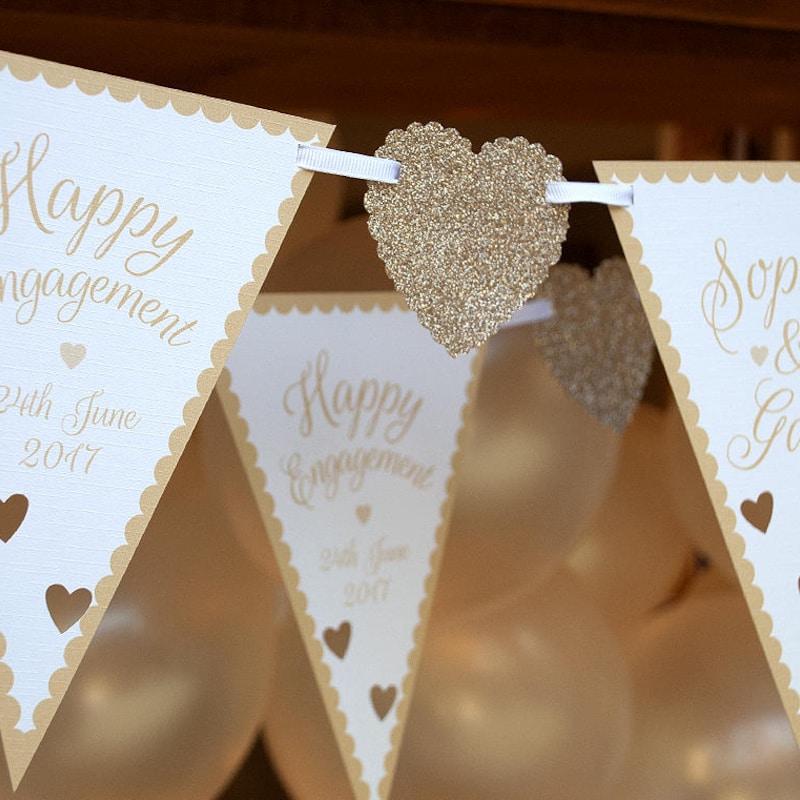 Gold Engaged Paper Banner - Etsy