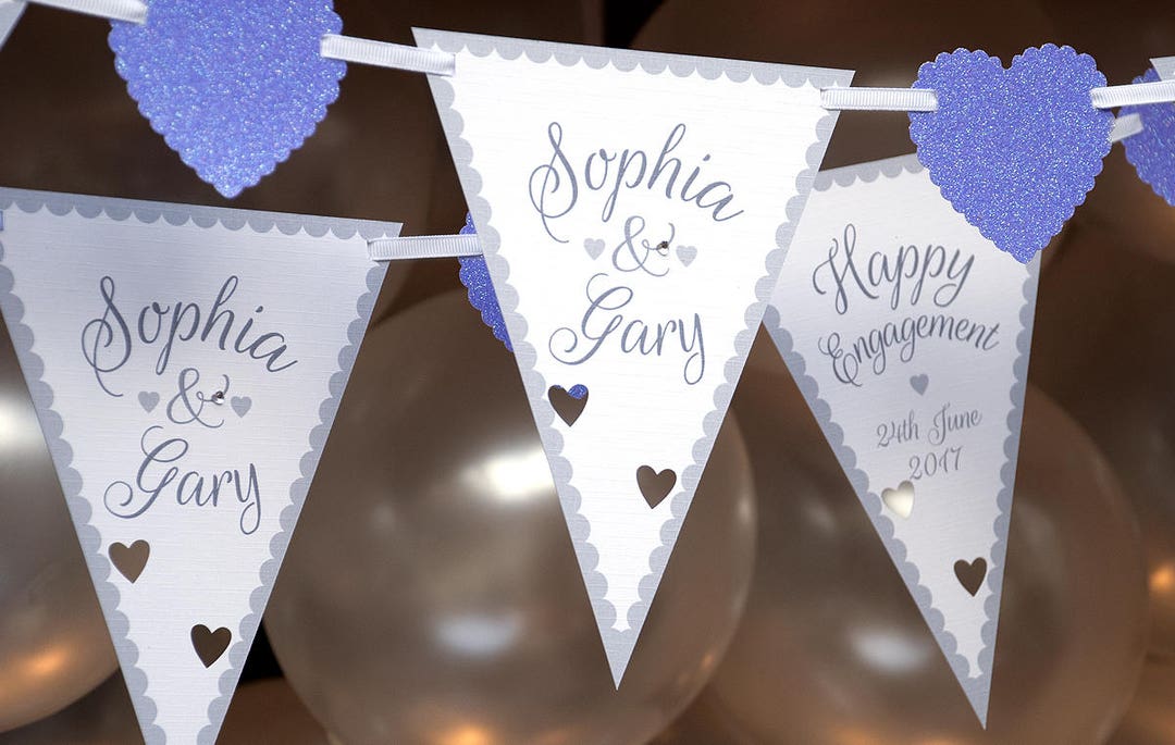 Personalized Engagement Bunting - Personalised Lilac Engagement Banner ...