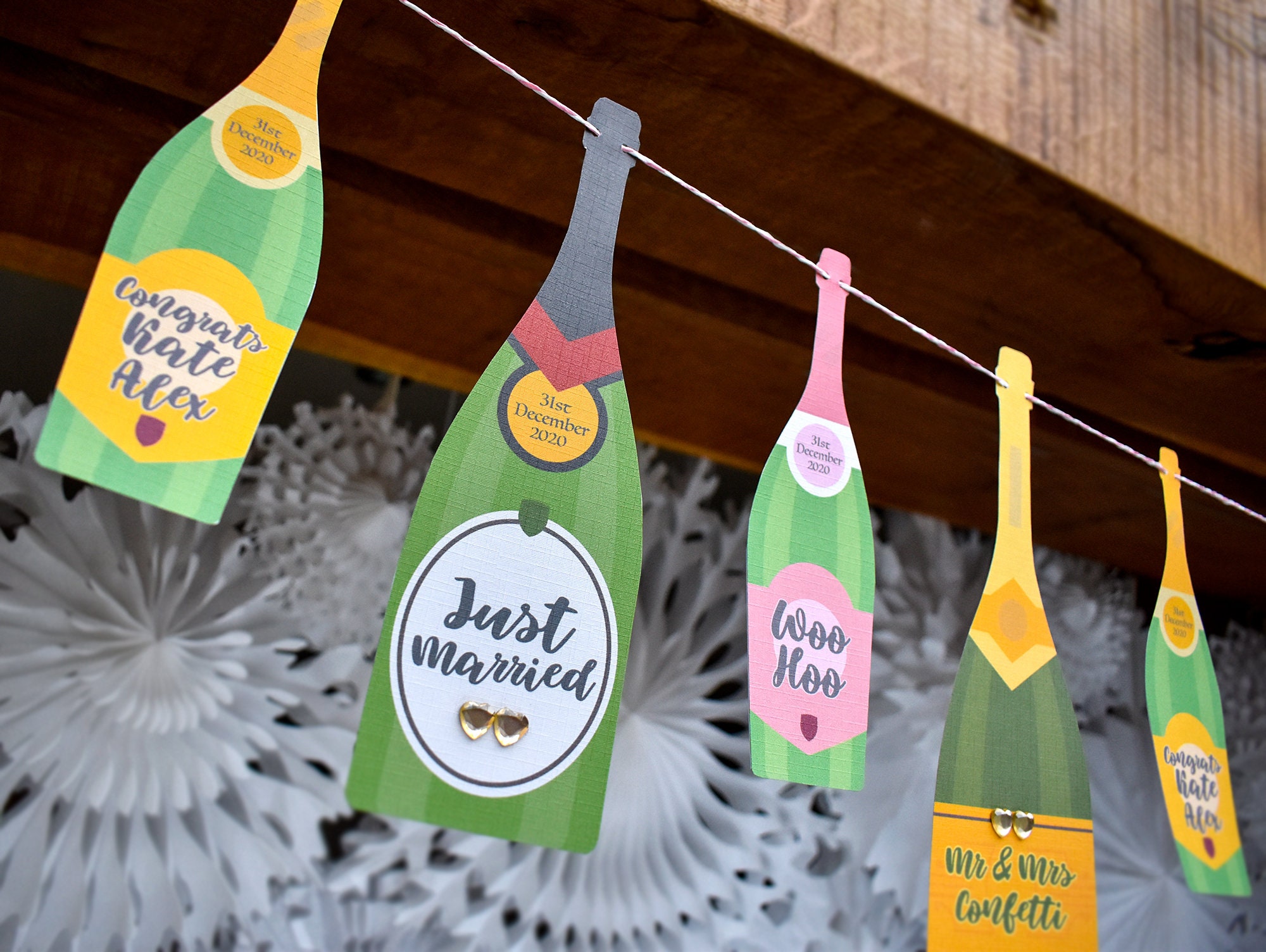 Custom Photo Face Just Married Garland Wedding Personalised - Etsy