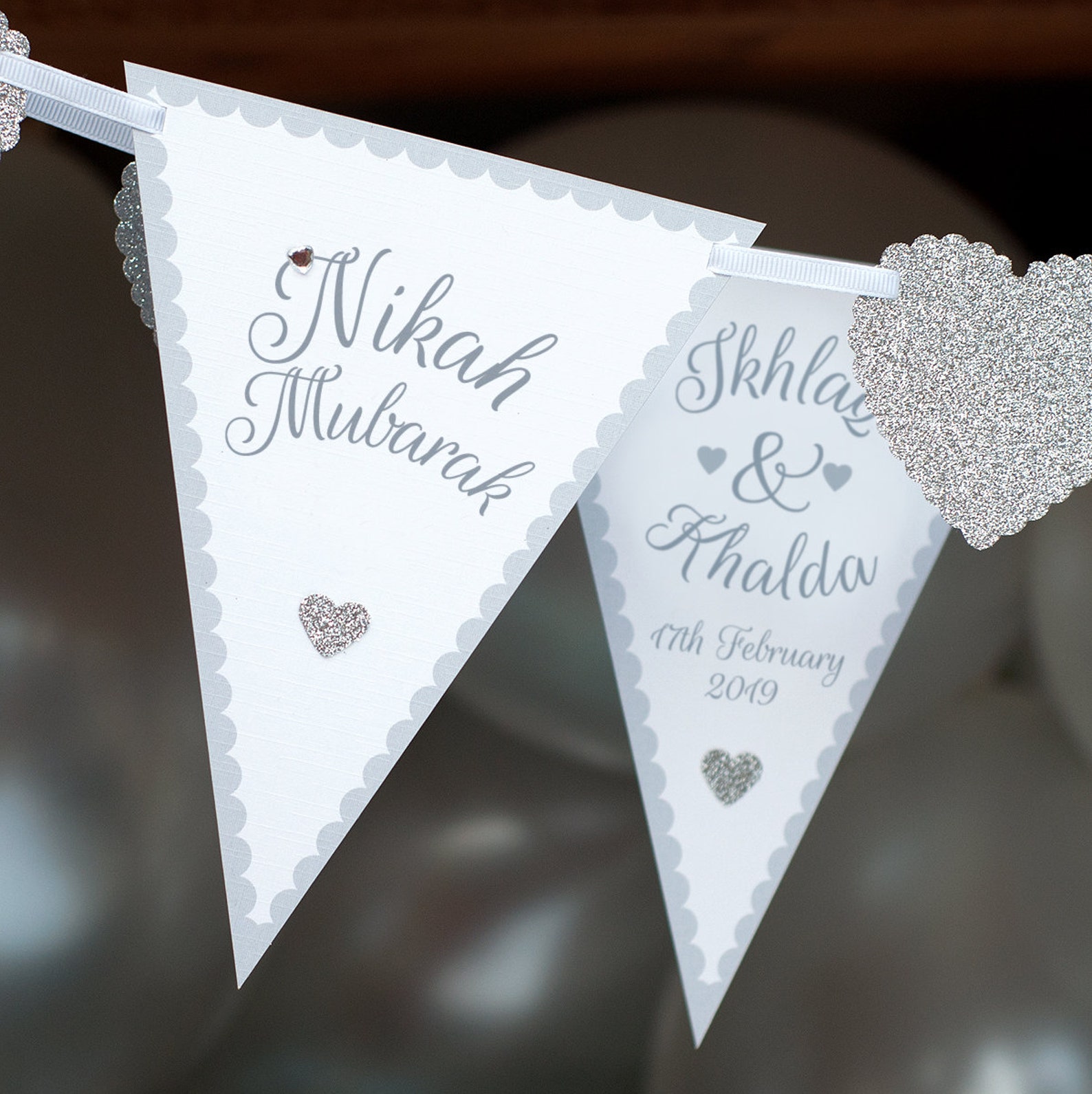 Nikkah Mubarak Bunting Banner Personalised Handmade Nikah Garland ...