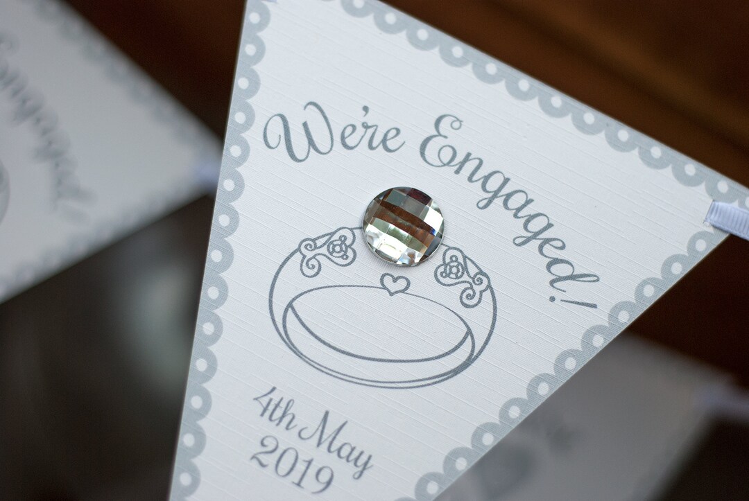 Handmade Engagement Bunting - Personalized Silver Engagement Banner ...