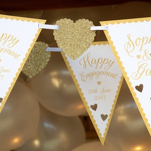 Handmade Engagement Bunting - Personalised Silver Engagement Banner ...