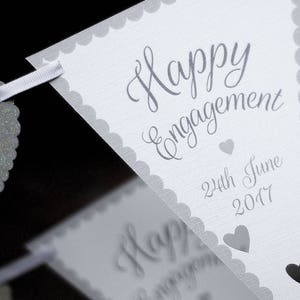 Handmade Engagement Bunting - Personalised Silver Engagement Banner ...