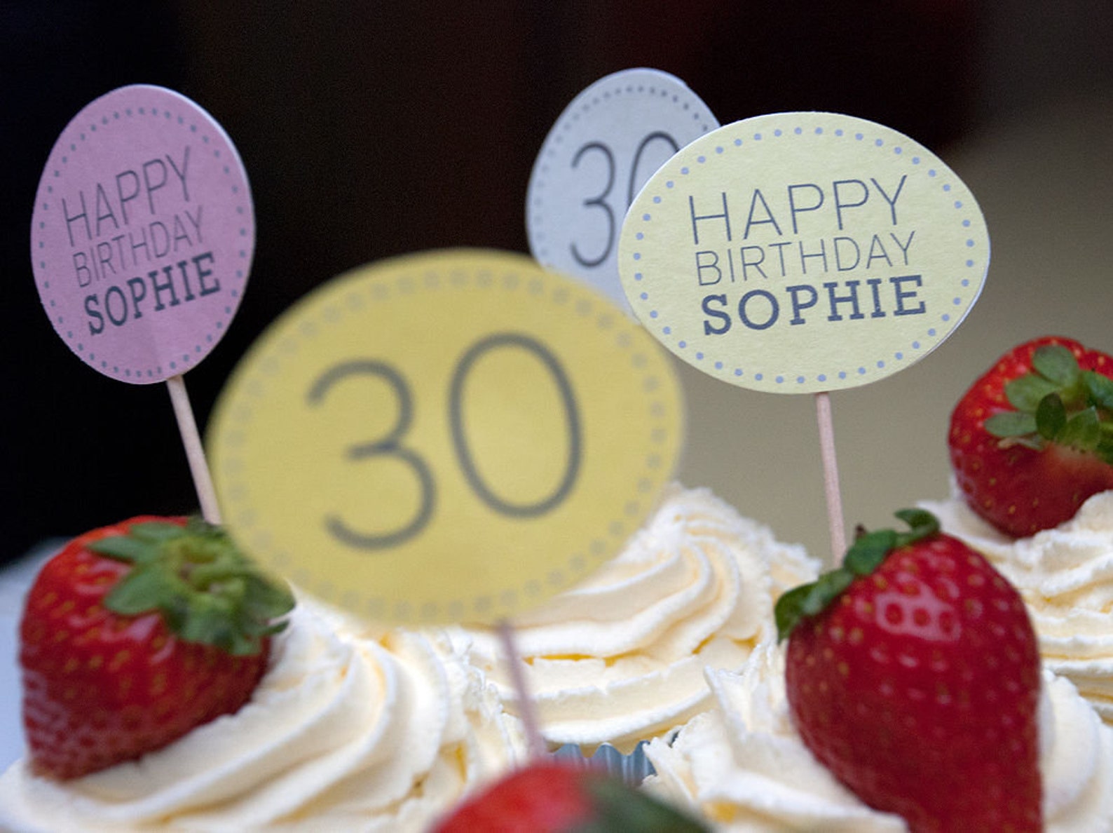 Personalized Birthday Cake Flags Picks Custom Happy Birthday | Etsy