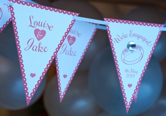 Handmade engagement bunting Personalised raspberry engagement banner ...