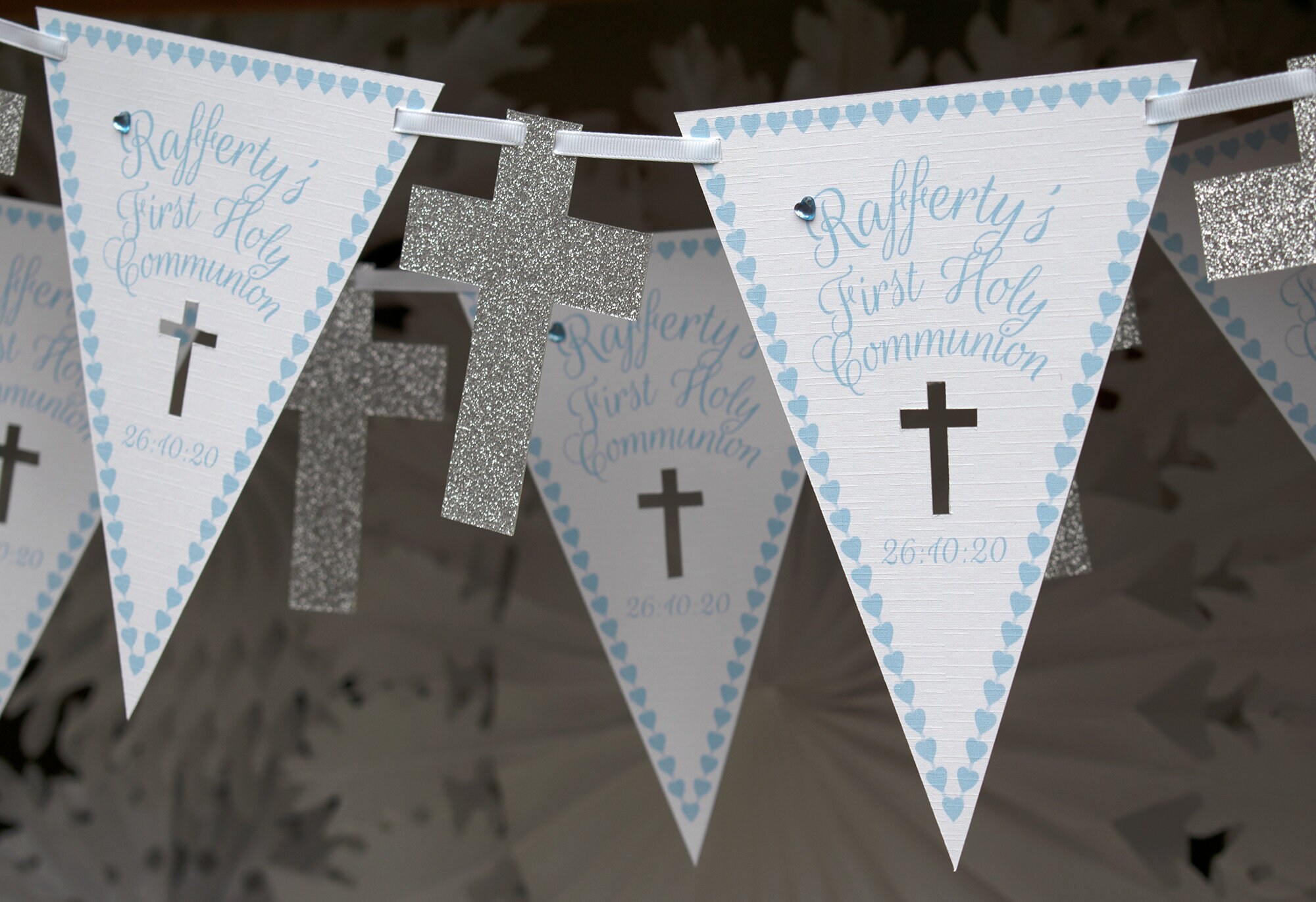 First Holy Communion Bunting 3m Personalised Baby Blue - Etsy UK