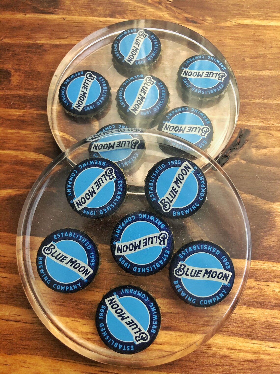 Blue Moon Bottle Cap Beer Bottle Cap Resin Coaster Set of 2 | Etsy